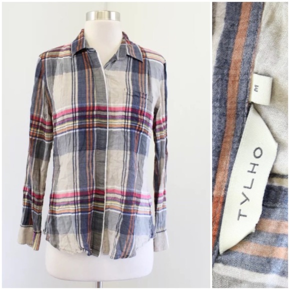 Anthropologie | Tops | Tylho Anthropologie Plaid Split Back Button Down ...